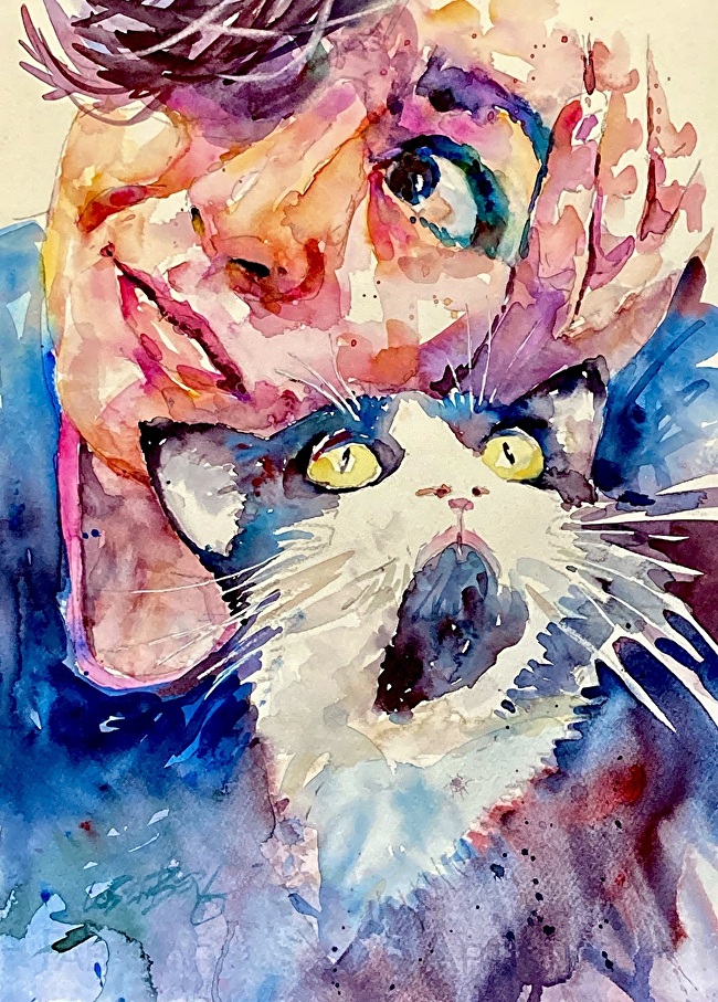 David Lobenberg — Watercolor — Pets and their People - The Art Distillery